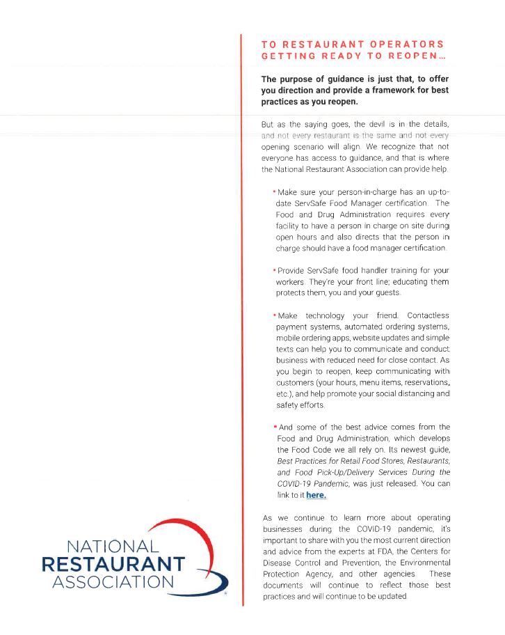 COVID-19 Update: Reopening Guidance for the Restaurant Industry | Lake ...